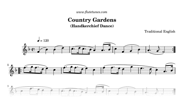 Country Gardens (Trad. English) - Free Flute Sheet Music | flutetunes.com