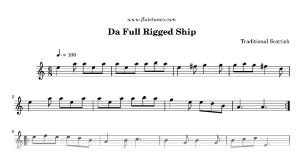Da Full Rigged Ship (Trad. Scottish) - Free Flute Sheet Music ...