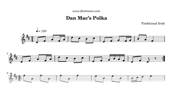 Dan Mac's Polka (Trad. Irish) - Free Flute Sheet Music | flutetunes.com