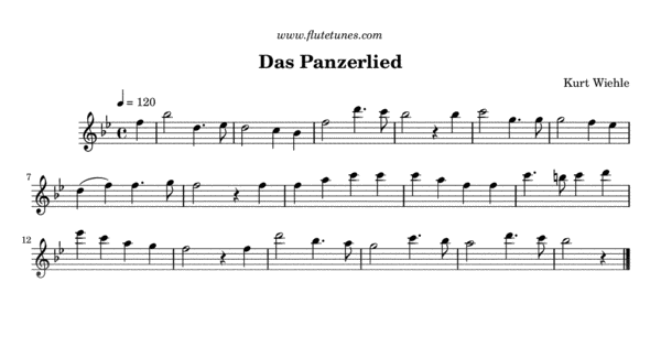 Panzerlied (K. Wiehle) - Free Flute Sheet Music | flutetunes.com