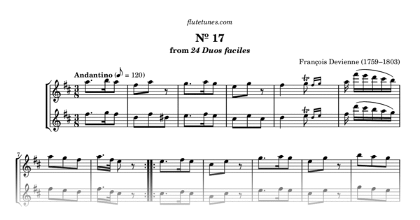 Duet No. 17 in D major from 24 Duos faciles (F. Devienne) - Free Flute ...