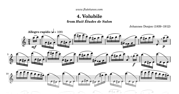 Volubile from Huit Études de Salon (J. Donjon) - Free Flute Sheet Music ...