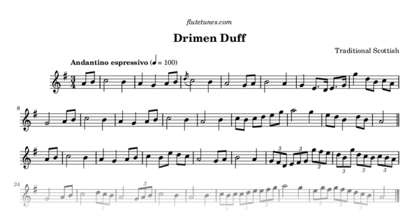 Drimen Duff (Trad. Scottish) - Free Flute Sheet Music | flutetunes.com