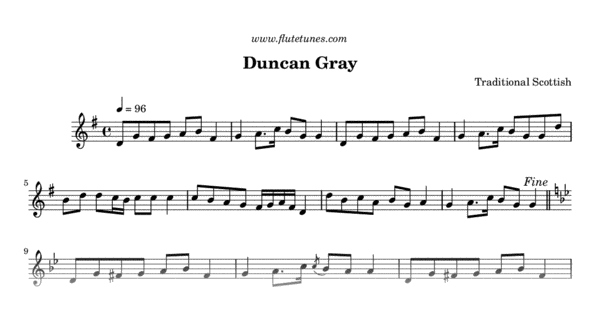 Duncan Gray (Trad. Scottish) - Free Flute Sheet Music | flutetunes.com