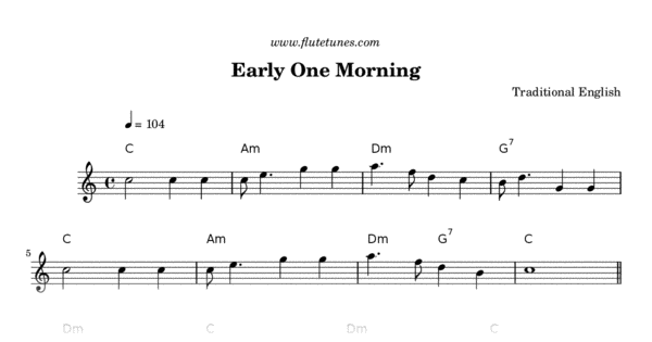 Early One Morning (Trad. English) - Free Flute Sheet Music | flutetunes.com