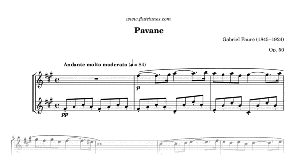 Pavane (G. Fauré) - Free Flute Sheet Music | flutetunes.com