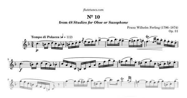 Study No. 10 in F major from 48 Studies for Oboe or Saxophone (F.W ...