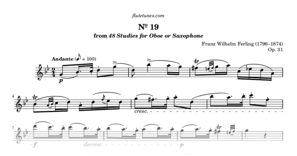 Study No. 19 in G minor from 48 Studies for Oboe or Saxophone (F.W ...