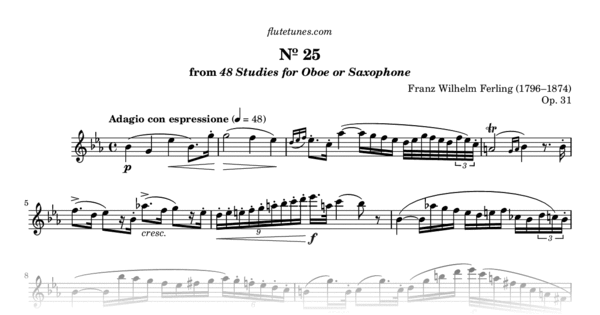 Study No. 25 in E-flat major from 48 Studies for Oboe or Saxophone (F.W ...