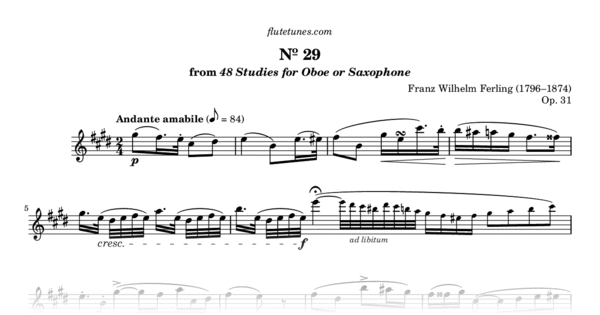 Study No. 29 in E major from 48 Studies for Oboe or Saxophone (F.W ...