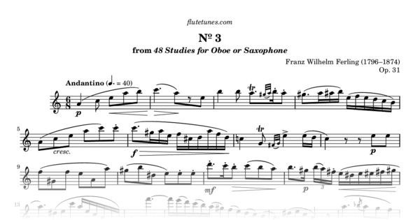 Study No. 3 in A minor from 48 Studies for Oboe or Saxophone (F.W ...
