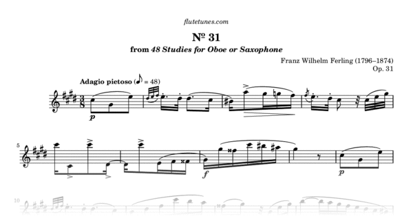 Study No. 31 in C-sharp minor from 48 Studies for Oboe or Saxophone (F ...