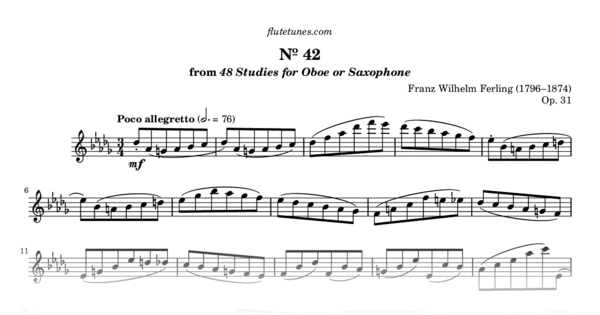 Study No. 42 in D-flat major from 48 Studies for Oboe or Saxophone (F.W ...