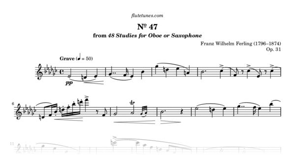 Study No. 47 in E-flat minor from 48 Studies for Oboe or Saxophone (F.W ...