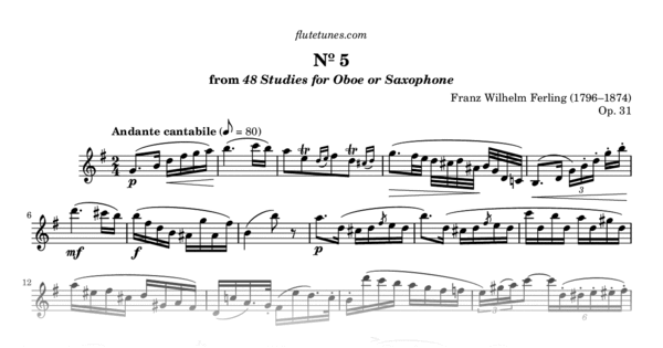 Study No. 5 in G major from 48 Studies for Oboe or Saxophone (F.W ...