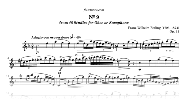 Study No. 9 in F major from 48 Studies for Oboe or Saxophone (F.W ...
