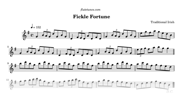 Fickle Fortune (Trad. Irish) - Free Flute Sheet Music | flutetunes.com