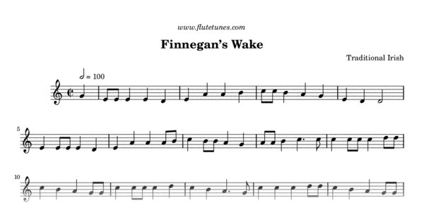 Finnegan's Wake (Trad. Irish) - Free Flute Sheet Music | flutetunes.com