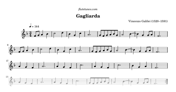 Gagliarda (V. Galilei) - Free Flute Sheet Music | flutetunes.com