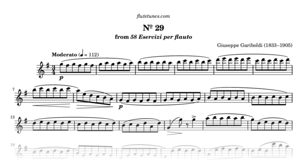 Study No. 29 in G major from 58 Esercizi per flauto (G. Gariboldi ...