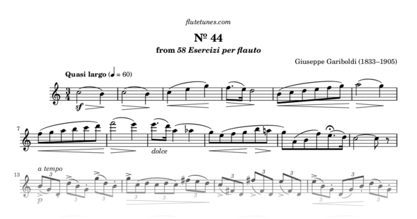 Study No. 44 in C major from 58 Esercizi per flauto (G. Gariboldi ...