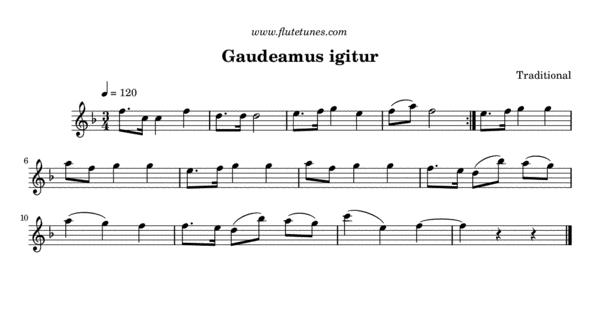 Gaudeamus igitur (Traditional) - Free Flute Sheet Music | flutetunes.com