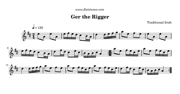 Ger the Rigger (Trad. Irish) - Free Flute Sheet Music | flutetunes.com
