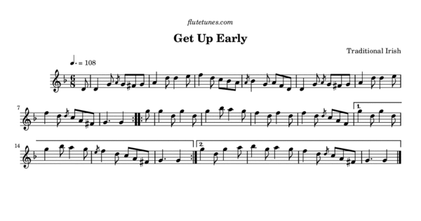 Get Up Early (Trad. Irish) - Free Flute Sheet Music | flutetunes.com