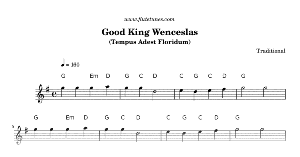 Good King Wenceslas (Traditional) - Free Flute Sheet Music | flutetunes.com