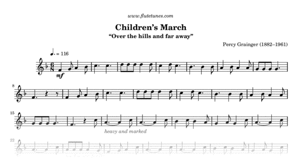 Children's March (P. Grainger) - Free Flute Sheet Music | flutetunes.com