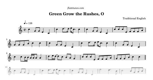 Green Grow the Rushes, O (Trad. English) - Free Flute Sheet Music ...