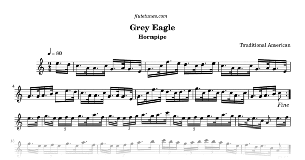 Grey Eagle (Trad. American) - Free Flute Sheet Music | flutetunes.com