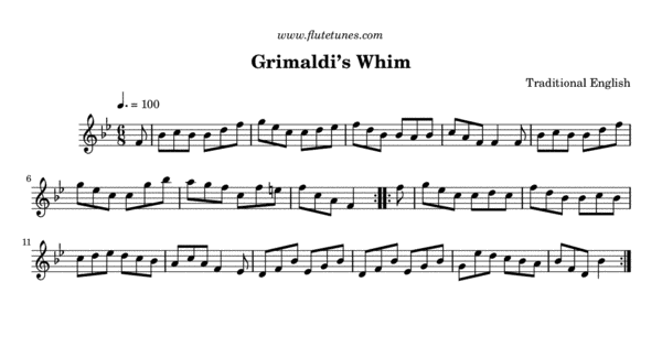 Grimaldi's Whim (Trad. English) - Free Flute Sheet Music | flutetunes.com