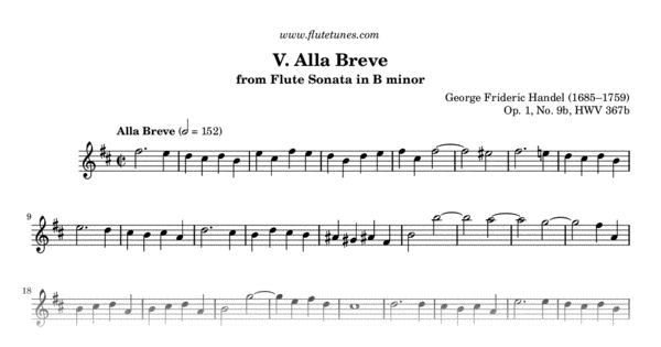 Alla Breve from Flute Sonata No. 9b in B minor (G.F. Handel) - Free ...