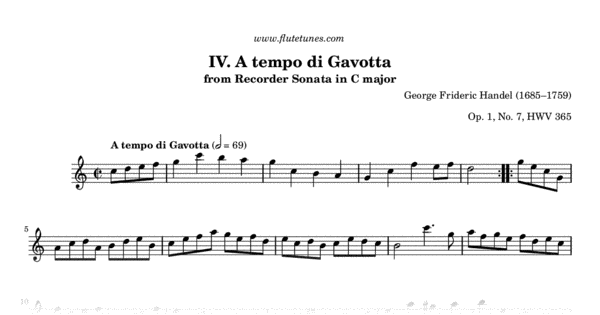 A tempo di Gavotta from Recorder Sonata in C major (G.F. Handel) - Free ...