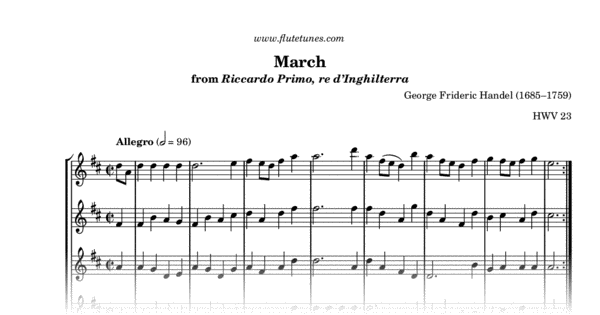 March from Riccardo Primo, re d'Inghilterra (G.F. Handel) - Free Flute ...