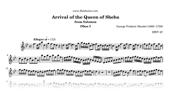 Arrival of the Queen of Sheba from Solomon (G.F. Handel) - Free Flute ...