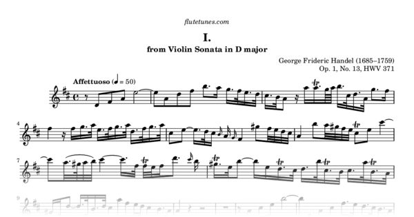 Affettuoso from Violin Sonata in D major, HWV 371 (G.F. Handel) - Free ...