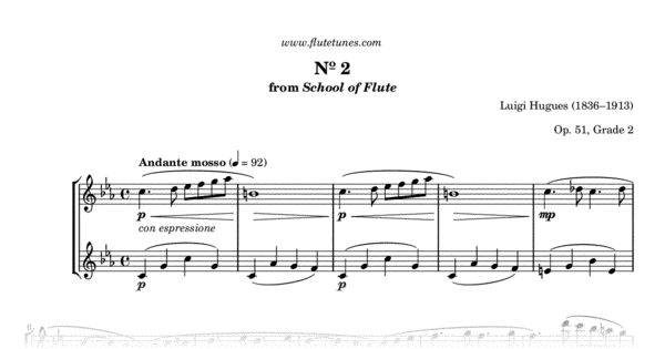 Duet No. 2 in C minor from School of Flute, Grade 2 (L. Hugues) - Free ...