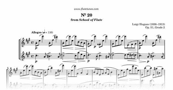 Duet No. 20 in A major from School of Flute, Grade 2 (L. Hugues) - Free ...