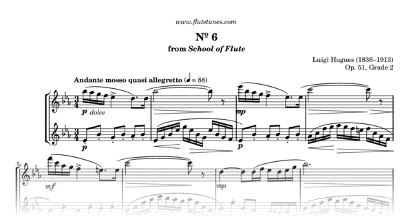 Duet No. 6 in E-flat major from School of Flute, Grade 2 (L. Hugues ...