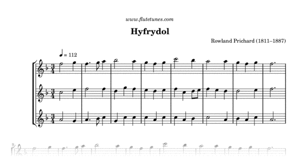 Hyfrydol (R. Prichard) - Free Flute Sheet Music | flutetunes.com