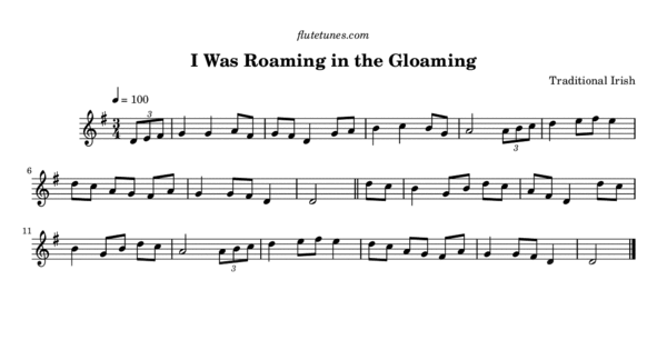 I Was Roaming in the Gloaming (Trad. Irish) - Free Flute Sheet Music ...