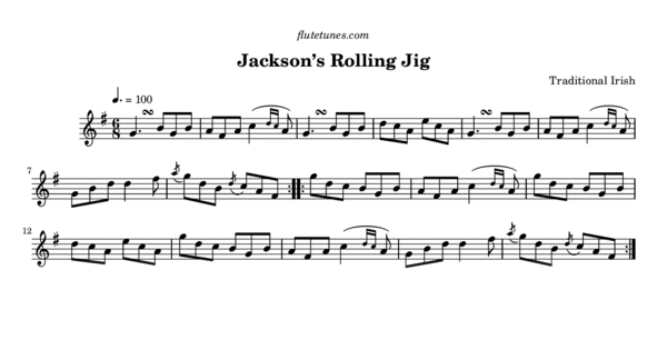 Jackson's Rolling Jig (Trad. Irish) - Free Flute Sheet Music ...