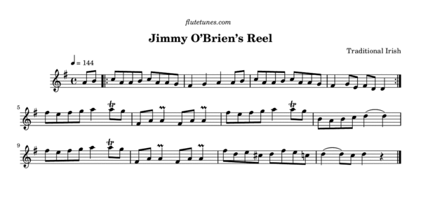 Jimmy O'Brien's Reel (Trad. Irish) - Free Flute Sheet Music ...