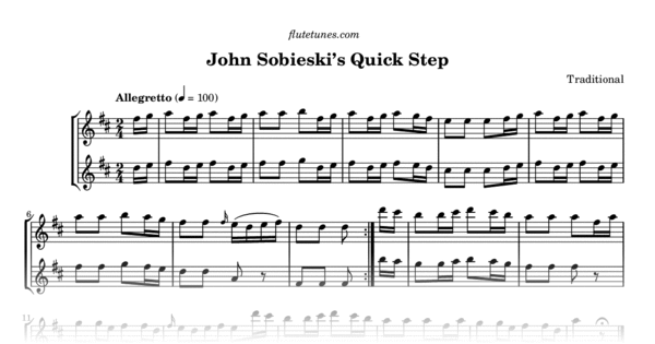 John Sobieski's Quick Step (Traditional) - Free Flute Sheet Music ...