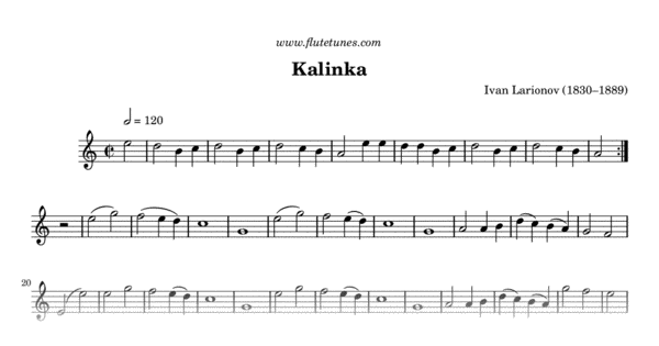 Kalinka (I. Larionov) - Free Flute Sheet Music | flutetunes.com