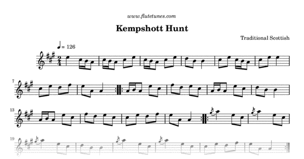 Kempshott Hunt (Trad. Scottish) - Free Flute Sheet Music | flutetunes.com
