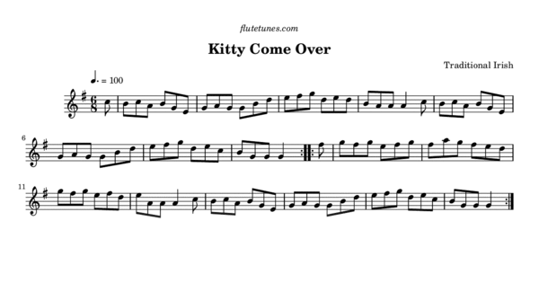 Kitty Come Over (Trad. Irish) - Free Flute Sheet Music | flutetunes.com