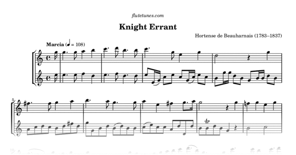 Knight Errant (H. de Beauharnais) - Free Flute Sheet Music | flutetunes.com